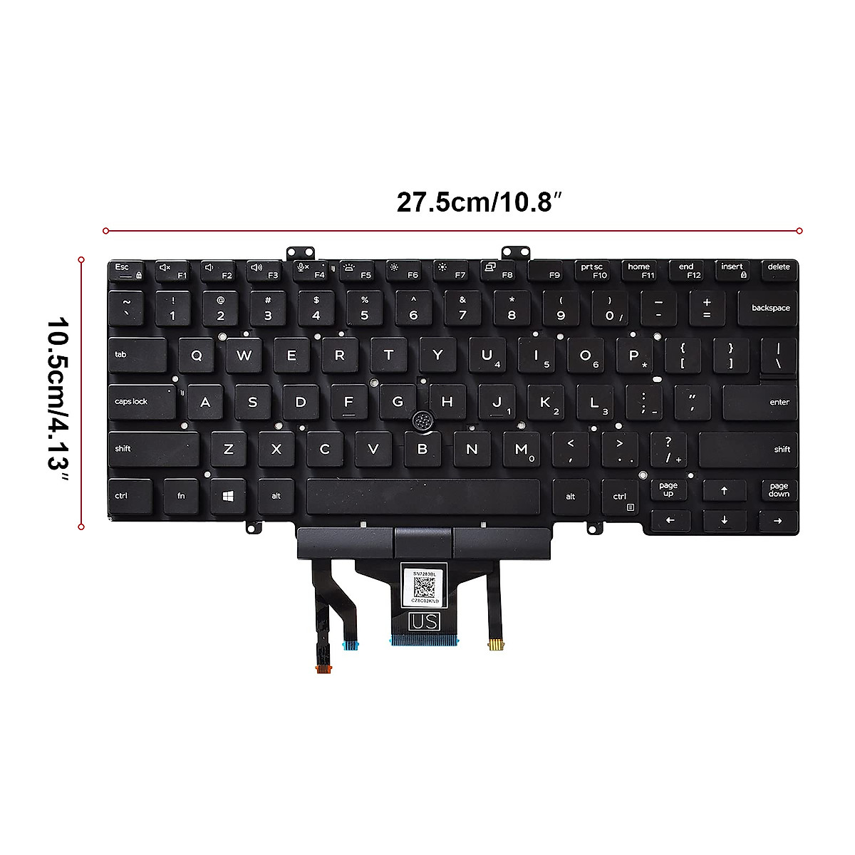 SUNMALL Replacement Keyboard with Backlit and Trackpoint Compatible with Dell Latitude 7400 3400 5400 7410 5401 NOT Fit for Latitude 7400 2-in-1 Black US Layout