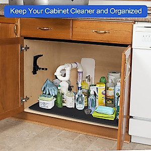 Under Sink Mat, 28" x 22" Under Sink Mats for Kitchen Waterproof, Flexible Silicone Under Kitchen Sink Liner Mat, Multipurpose Under Sink Drip Tray for Kitchen Bathroom Cabinet