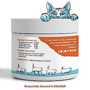 Tailworthy 100% Bovine Colostrum for Dogs & Cats, Allergy and Immune Support, 60 Servings, Non-GMO, Gluten Free for More Energy, Wellness, and Healthier Digestion