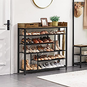 Yaheetech 6-Tier Shoe Rack Organizer, Shoe Shelf Organizer with Storage Box, Free standing Shoe Storage Rack for Entryway, Living Room, Holds 24 Pairs of Shoes, Industrial Style