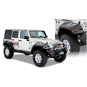 Bushwacker Max Coverage Pocket/Rivet Style Front Fender Flares | 2-Piece Set, Black, Textured Finish | 10045-02 | Fits 2007-2018 Jeep Wrangler JK Unlimited
