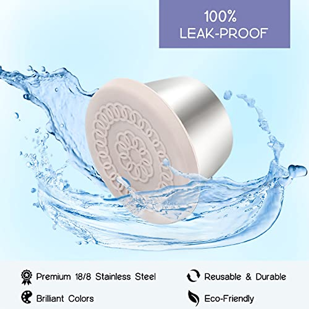 [8 Pack] Salad Dressing Container To Go, 2.4oz Small Condiment Containers with Lids, Reusable Stainless Steel Sauce Cups Containers, Leakproof Silicone Lids for Lunch Bento Box, Picnic and Travel