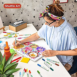 Shuttle Art Paint Pens, 42 Colors Acrylic Paint Markers, Low-Odor Water-Based Quick Dry Paint Markers for Rock, Wood, Metal, Plastic, Glass, Canvas, Ceramic