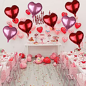 Happy Valentines Day Balloons Red Pink Heart Shape Balloon Party Decorations Supplies, Valentines Day Decorations, Romantic Anniversary Balloons Decor