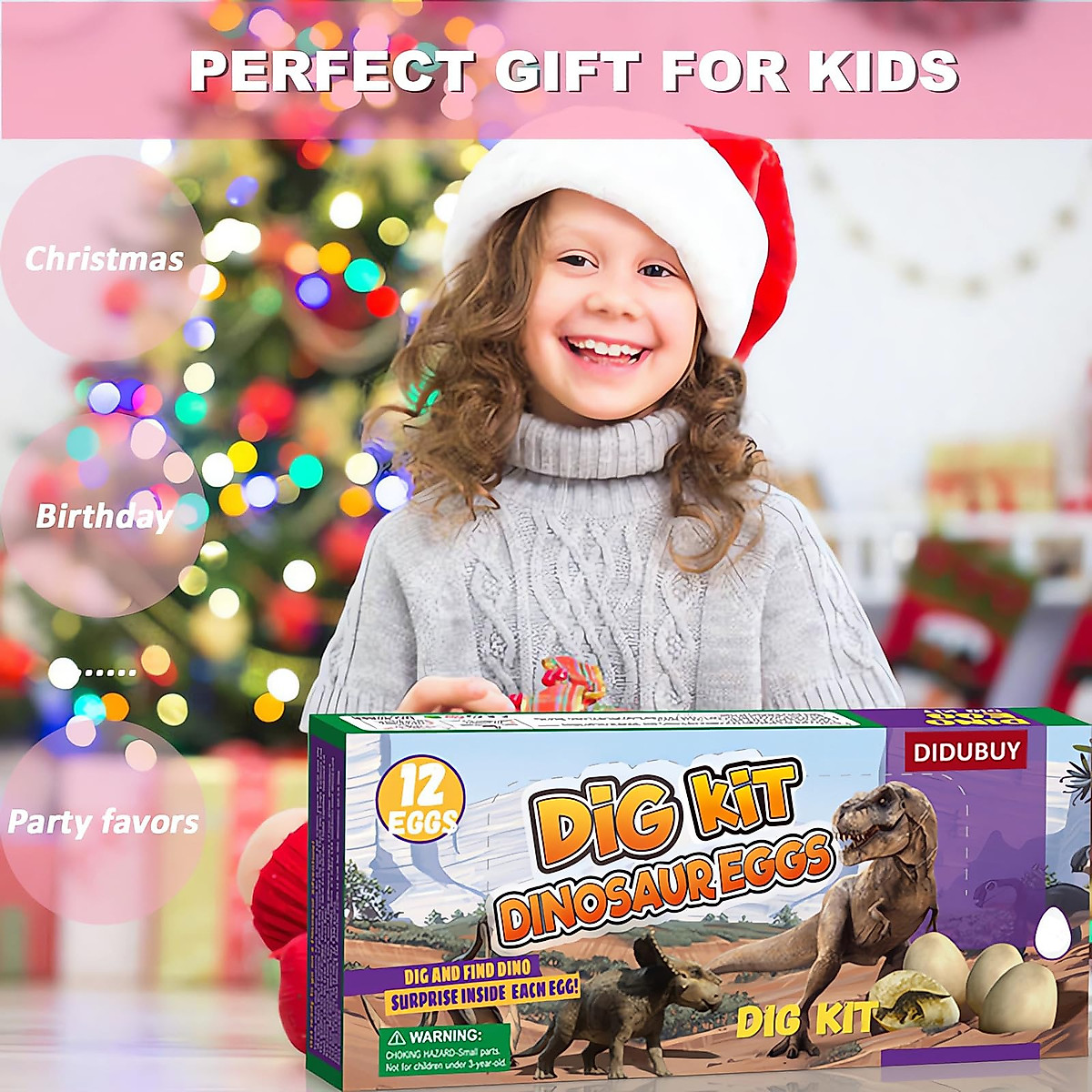 Dino Eggs Dig Kit, 12 Pack Dinosaur Eggs Excavation Science Experiments Kits for Kids 4-12, Easter Basket / Stocking Stuffers, Toys for 3+ 4 5 6 7 8 9 10 Year Old Boys Girl