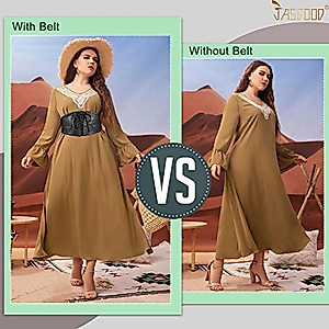 JASGOOD Women Corset Waist Belt Elastic Tied Waspie Belt Wide Lace-up Costume Belt for Dresses(Black, Fit waist size 33''-36'')