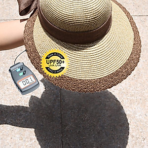 Straw Sun Hats for Women Beach Summer Wide Brim Adjustable Lightweight Foldable/Packable Travel with Uv Upf50 Protection Khaki