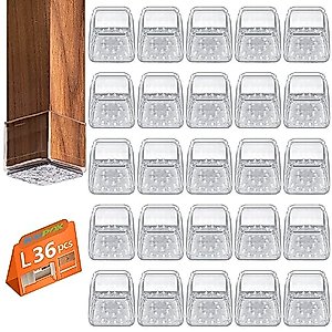36pcs Square Chair Leg Floor Protectors, Furniture Pads for Hardwood Floors, Furniture Sliders for Chair Legs, Rectangle Floor Protectors for Chairs, Silicone Chair Leg Caps Cover(Large) Transparent