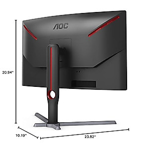 AOC GAMING CQ27G3S Frameless Curved Gaming Monitor, QHD 2K 2560x1440, 1000R VA, 165Hz 1ms, FreeSync Premium ,Black
