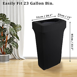 JUXYES Pack of 8 Outdoor Stretch Trash Can Covers, Black Rectangle Spandex Waste Container Cover Decorative Cover for Outside Household Kitchen Bin, Fit for 23 Gallon Bin