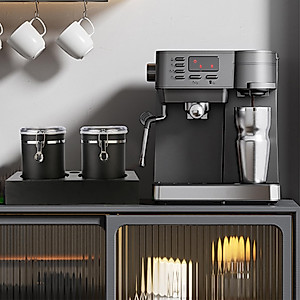 Walktosun Airtight Coffee Canister with Clear Lids, Large Container for Ground Coffee 1.8L/62 floz Stainless Steel Storage Container Jar for Coffee Bean, Cereal, tea, Flour, Sugar (Dark Black)