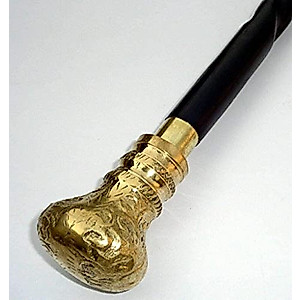 Vintage Brass Ball Head Handle Victorian Style Wooden Stick Walking Shaft Cane (3 Fold Wooden Walking Cane )