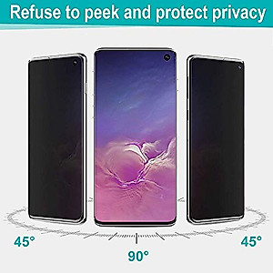 [2 Pack] YWXTW Galaxy S10 Plus Privacy Screen Protector, Tempered Glass Anti-Spy 9H Hardness Black Film for Samsung Galaxy S10 Plus, 3D Touch Anti-Peek Anti-Scratch Bubble Free Easy Install