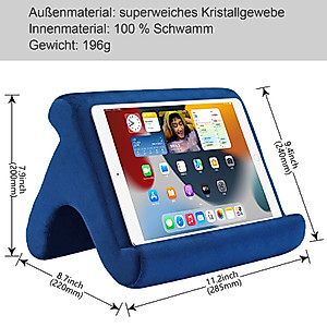 Tablet Pillow Stand Tablet Stand Tablet Holder Dock for Bed with 3 Viewing Angles , Compatible with all tablets ,Phones and iPad Pro 9.7, 10.5,12.9 Air Mini 4 3, Kindle, E-Reader and books(Navy)