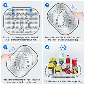 StackHelper Lazy Susan Turntable Organizer - Fits Most Refrigerators, Rectangle Turntable Rack Spice Organizing, Heartspin Lazy Susan Organizer for Fridge, (Large)