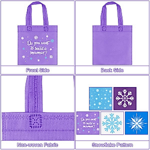 20Pcs Snowflake Party Favors Bag, Winter Frozen Non-Woven Candy Treat Bags, Winter Theme Goodie Gifts Tote Bags for Kids Snowflake Holiday Party Winter Wonderland Birthday Baby Shower Party Supplies