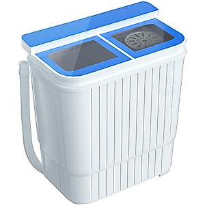 Greenvelly Portable Washing Machine Washer, 21.6lbs Mini Twin Tub Washer and Dryer Combo, 13lbs Compact Laundry Clothes Washer, Small Semi-Automatic Wash and Spin Cycle for Apartment RV Dorm Camping (Blue)