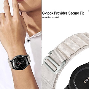 MroTech 22mm Nylon Band Compatible With Samsung Galaxy Watch 46mm (2019)/Watch 3 45mm/Gear S3 Frontier Band Replacement for GT/GT2/2e/GT3/GT4 Pro 46mm Strap for Men Women Alpine Starlight Beige