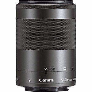 Canon EF-M 55-200mm f/4.5-6.3 is STM Lens (Black) (9517B002) + Filter Kit + Backpack + 64GB Card + Card Reader + Flex Tripod + Memory Wallet + Cap Keeper + Cleaning Kit + Hand Strap + More (Renewed)