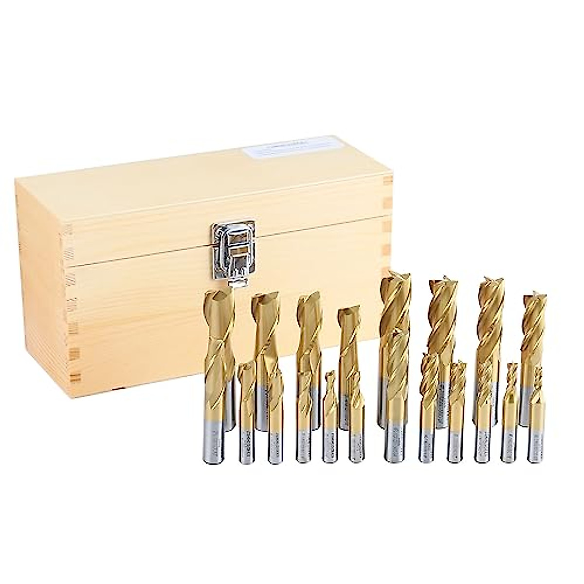 Accusize Industrial Tools 20 Pc Hss Tin Coated End Mill Set, 2 Flute and 4 Flute, Cutting Diameter from 3/16'' up to 3/4'', 1810-0100