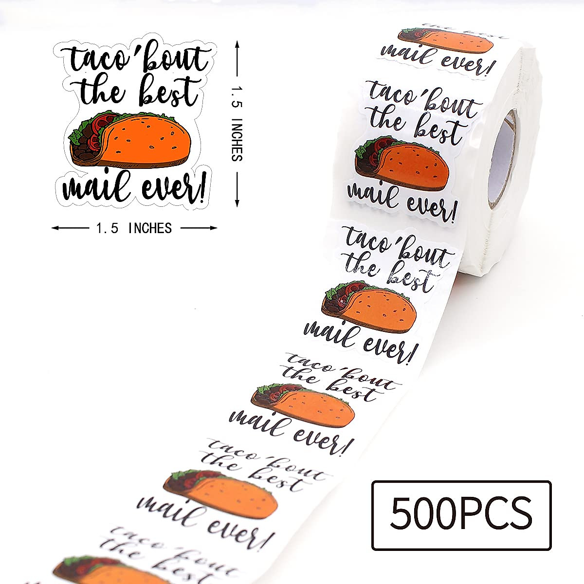 Littlefa Taco Bout The Best Mail Ever Stickers,Taco Stickers,Bakeries Stickers,Handmade Stickers,Small Business Stickers,Taco Mail Packaging Sticker for Small Business 500 PCS