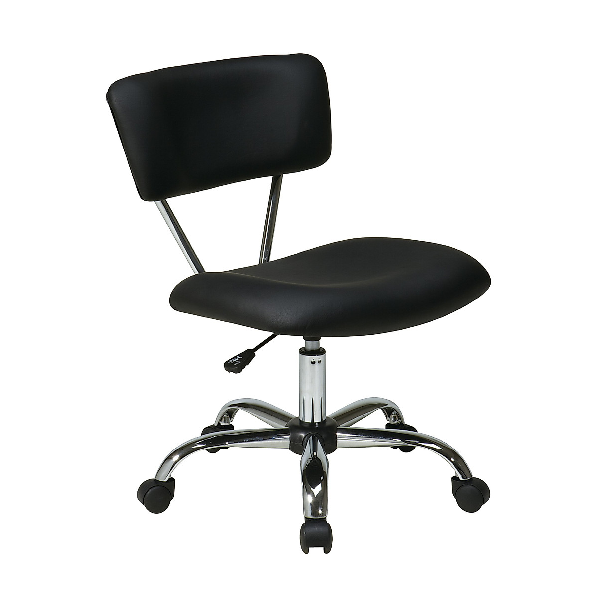 OSP Home Furnishings Vista Office Task Chair with Pneumatic Height Adjustment and Full Swivel, Black Vinyl
