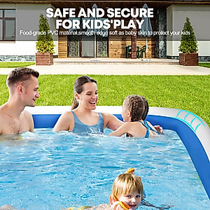 Paddling Pool, Inflatable Pool, Large Family Pool, Rectangular Paddling Pool for The Garden and Outdoor Use