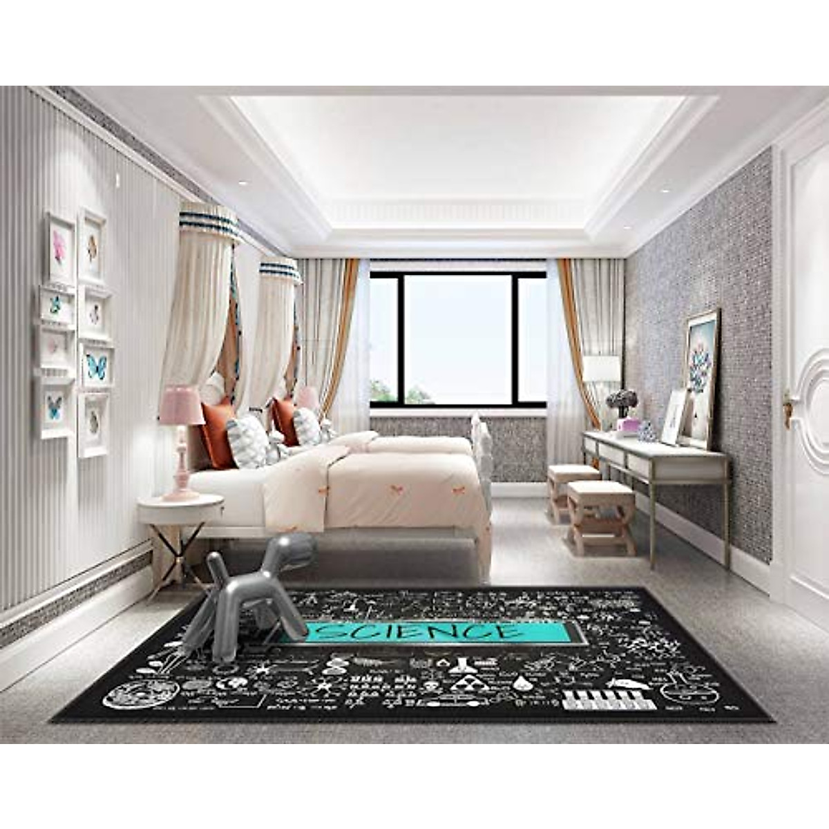Home Area Runner Rug Pad Hand Drawn About Mathematics on Chalkboard with The World Science in Thickened Non Slip Mats Doormat Entry Rug Floor Carpet for Living Room Indoor Outdoor Throw Rugs