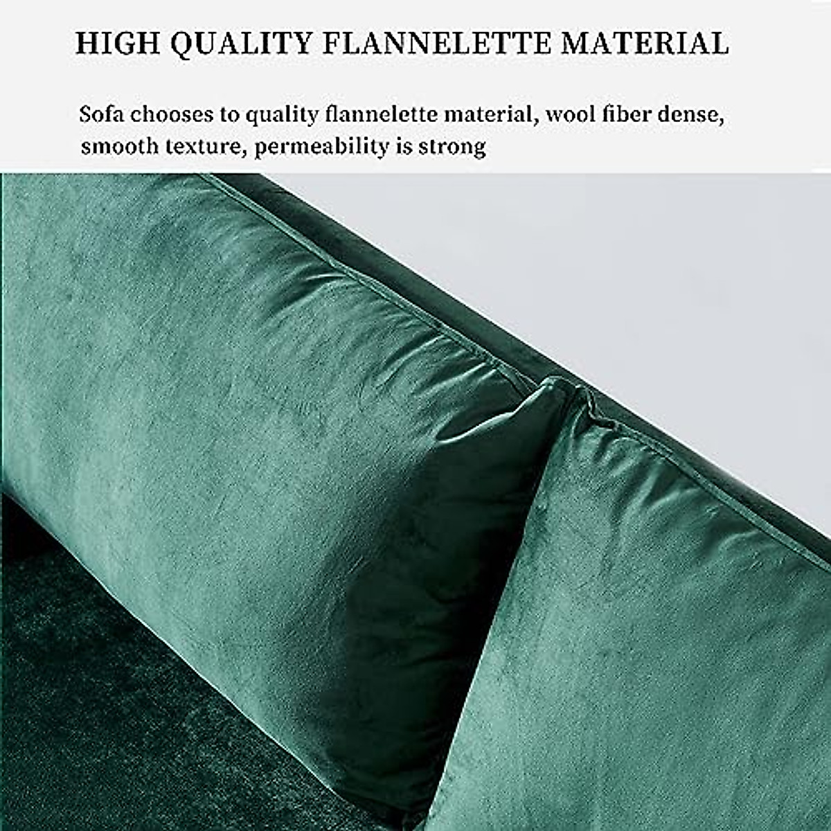 71" Velvet Sofa with Pocket Mid Century Modern Couch Futon Loveseat Sofá Chair Large Lounge Couch 3 Seater Couch for Dorm, Apartment,Room,Compact Living Space,Weight Capacity Up to 700 Lbs,Green