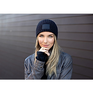 Love Your Melon Beanie for Men & Women Black Leather Beanie, Winter Hats, Cool Beanies, 100% Cotton Made Lined Knit Warm Thick Skully