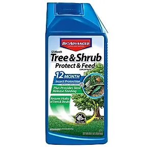BioAdvanced 701901A 12-Month Tree and Shrub Protect and Feed Insect Killer and Fertilizer, 32-Ounce, Concentrate