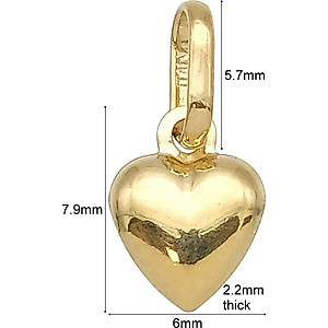 FindingKing 14K Yellow Gold Puffed Heart Charm Pendant Jewelry 8 x 6mm (.31" x .24")