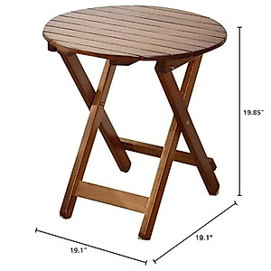 BplusZ Small Round Folding Side Table - Portable End Table for Outdoor Patio Use, Ideal as Coffee Table or Plant Stand, 19.1" D x 19.1" W x 19.85" H, Brown