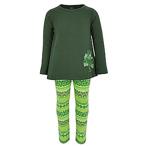 Unique Baby Girls Lucky Clover Embroidery 2 Piece St Patricks Day Outfit (4t)