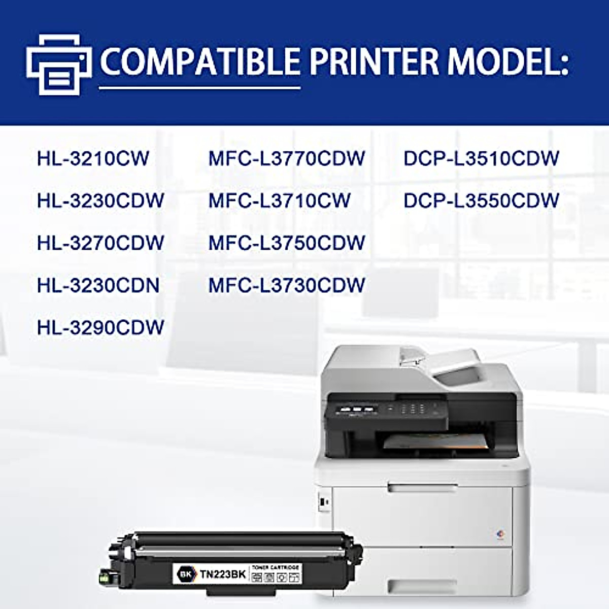TN223 Toner Standard Yield Black: NUC Compatible TN223BK TN-223BK Toner Cartridges Replacement for Brother MFC-L3730CDW HL-3210CW 3230CDW 3270CDW 3230CDN Printer, 1-Pack (1,900 Yield/Toner Cartridge)