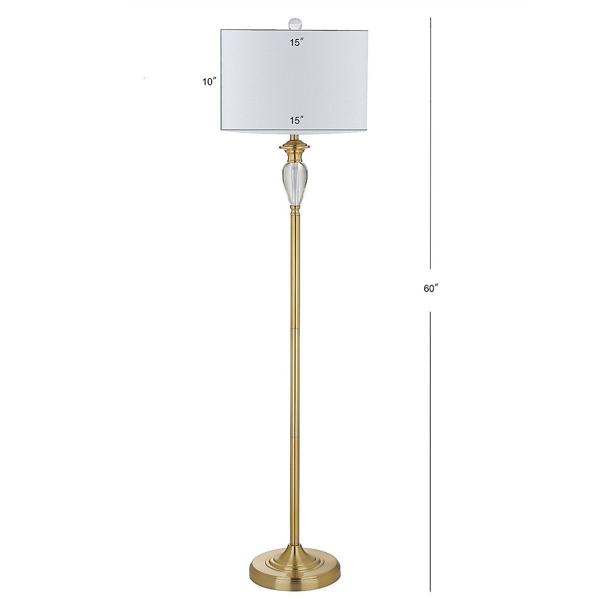 JONATHAN Y JYL2030A Evelyn 60" Crystal/Metal LED Floor Lamp Contemporary,Transitional,Traditional for Bedrooms, Living Room, Office, Reading, BrassGold/Clear