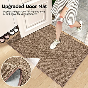 Door Mat Indoor 24" x 36", Entryway Rug Dirt Trapper Door Mats, Non-Slip Machine Washable TPR Rubber Absorbent Door Mats Great for Entryway Garden Hallway, Beige