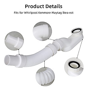 Flexible Freestanding Tub Drain Kit - Low Profile Flat P Trap for Bathtub Shower Drain Pipe - 1 1/2 inch Diameter