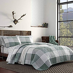 Eddie Bauer - Queen Quilt Set, Cotton Reversible Bedding with Matching Shams, Medium Weight Home Decor (Boulder Green, Queen)