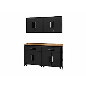 Manhattan Comfort Eiffel 5-Piece Garage Storage Set in Matte Black