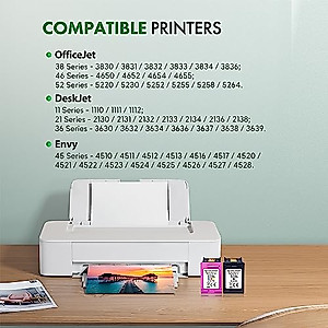63XL Ink Cartridges Combo Pack High Yield Compatible Replacement for HP Ink 63 Works with OfficeJet 3830 4650 4655 5255 5258 5200 Envy 4510 4520 DeskJet 1110 3630 Printer (1 Black,1 Tri-Color)