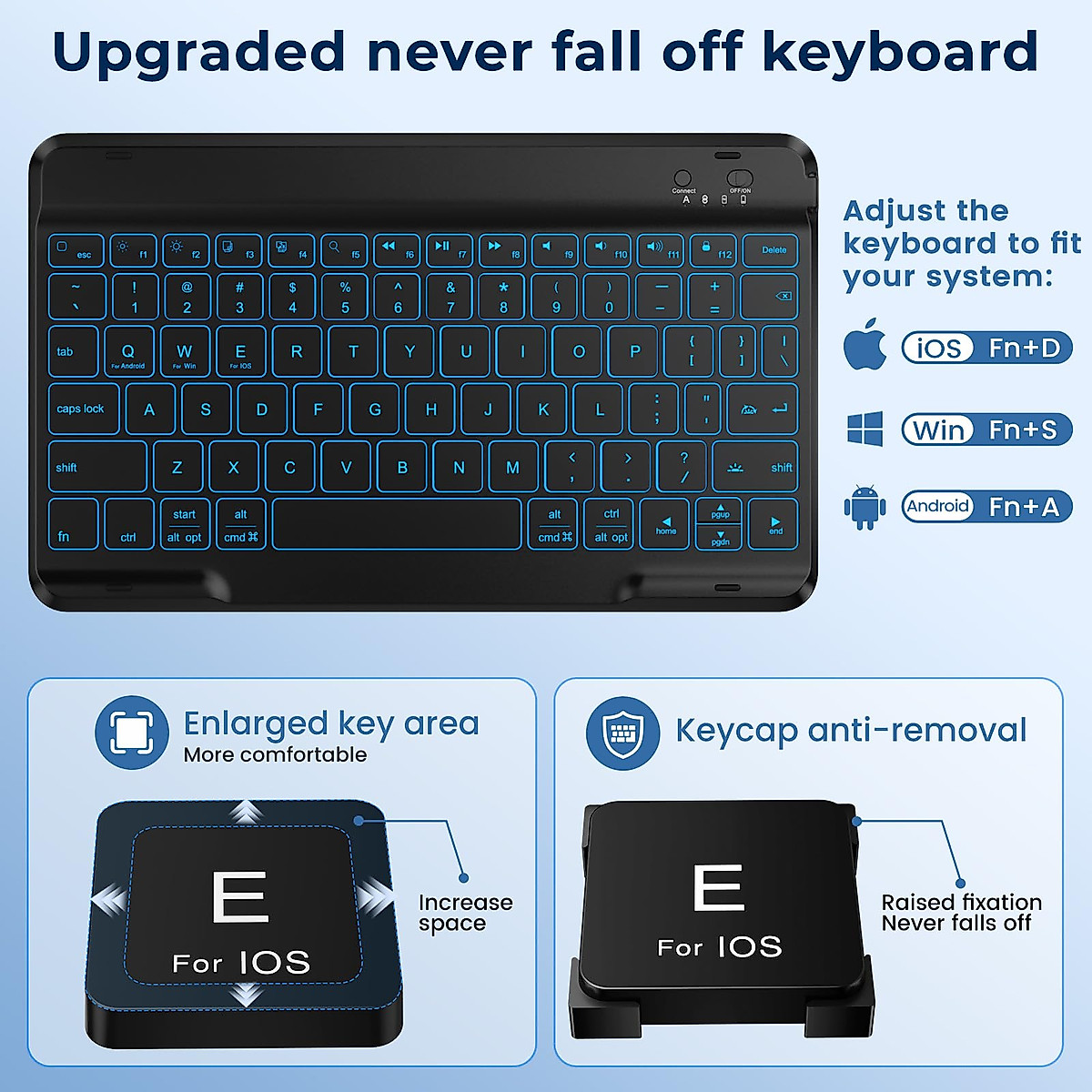 OYEEICE Keyboard Case for iPad Pro 12.9 inch (6th, 5th, 4th Gen) & New Air 13 inch M2, 7 Color Backlit Detachable Wireless Keyboard, Auto Sleep/Wake Cover with Pencil Holder (2022 2021 2020) - Black