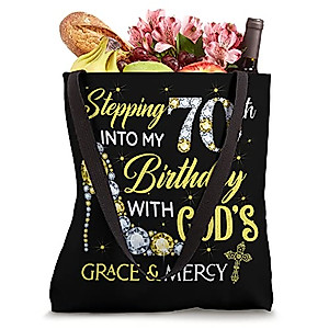 Stepping Into My 70th Birthday Gifts For Ladies Women Tote Bag