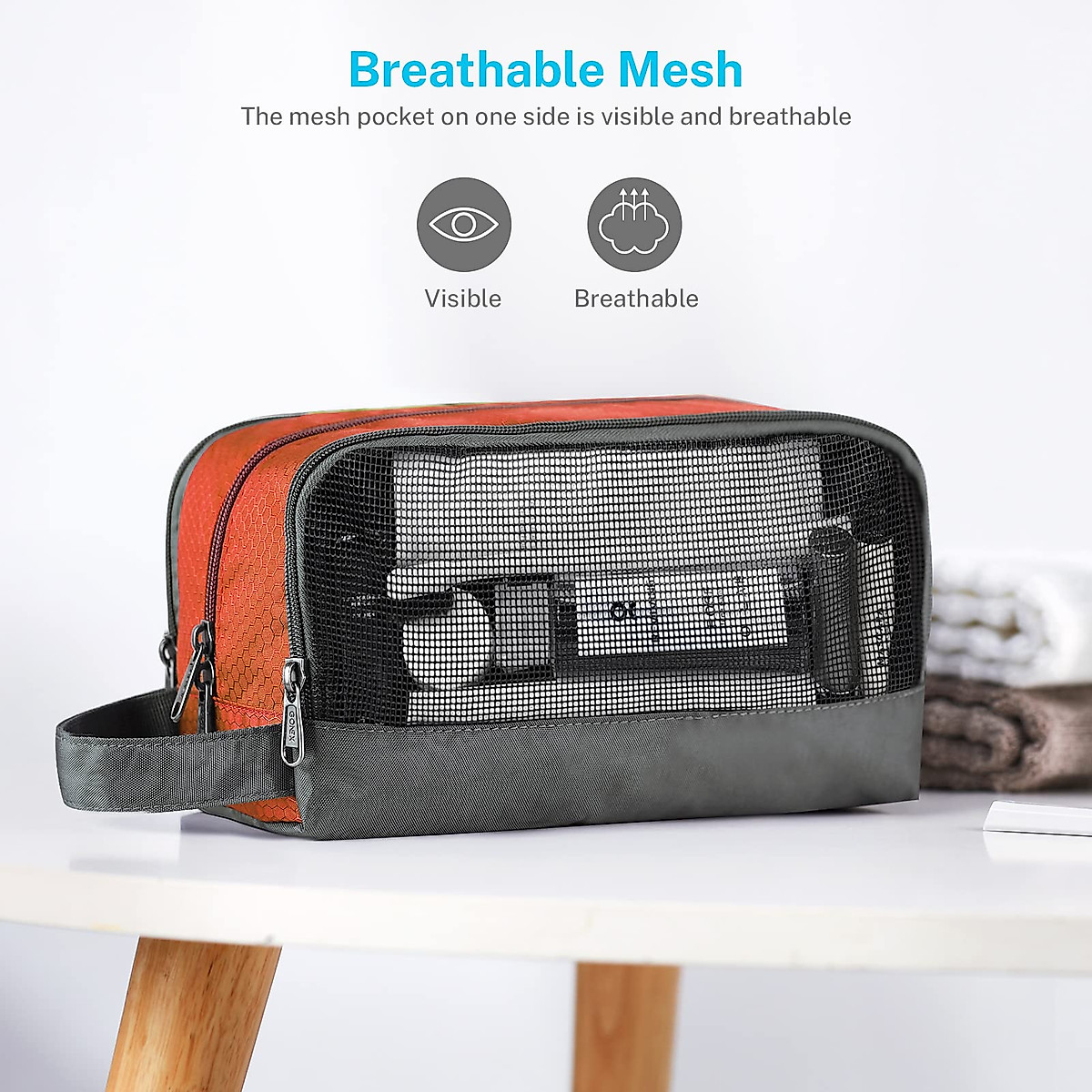 Travel Toiletry Bag Nylon, Gonex Dopp Kit Shaving Bag Toiletry Organizer Orange