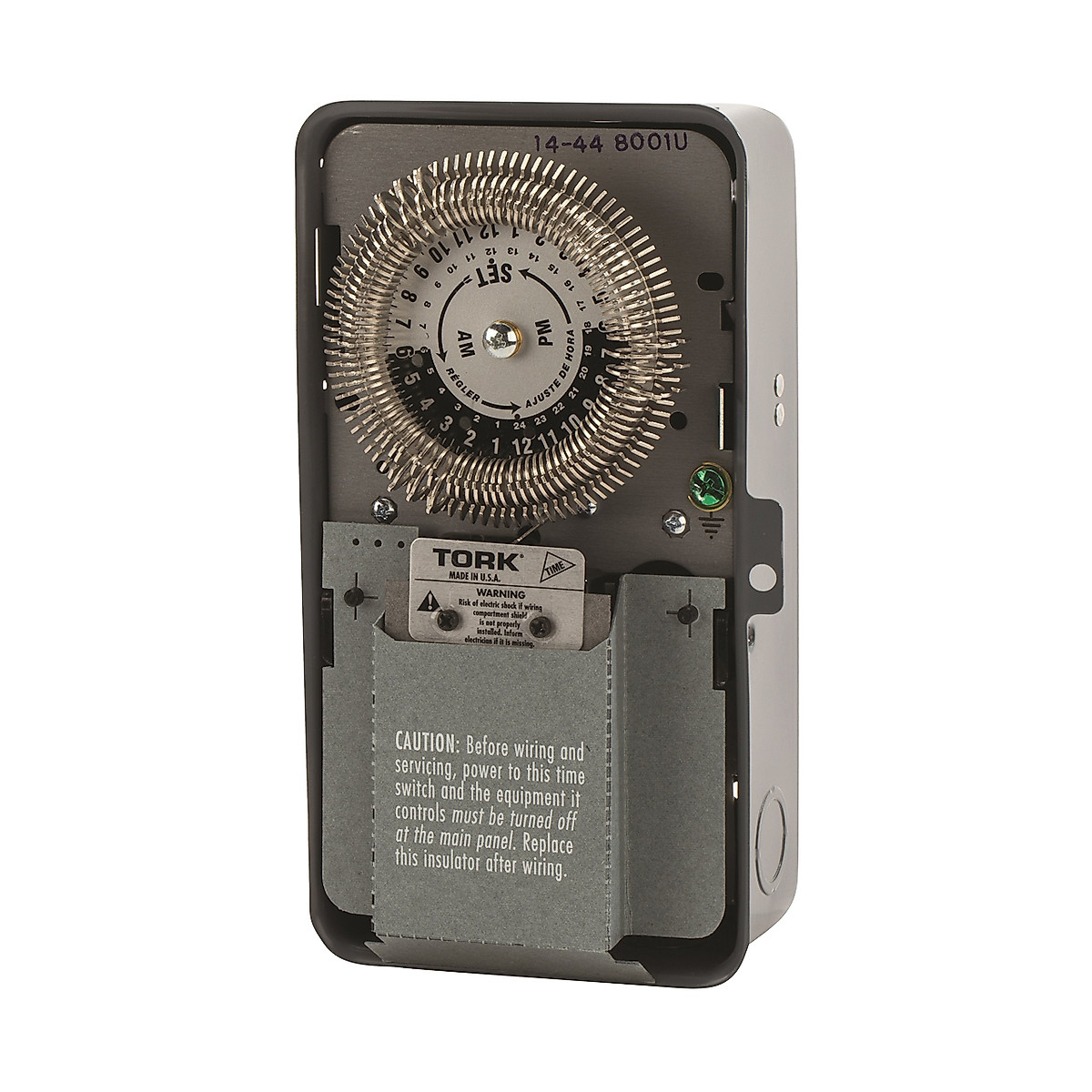 NSI 8000 Series Many Daily ON/Off Operations Per Day Duty Cycle 24 Hour Time Switch, Metal Indoor NEMA 1, 480/120 Trans. Input Supply, SPDT Output Contact (8001U), Color,Grey