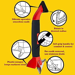 Amazon Basics 3-IN-1 Caulk Tool for Removal and Application