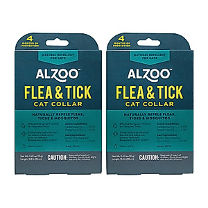 ALZOO Flea & Tick Cat Collar, Helps Repel Fleas, Ticks & Mosquitoes, 100% Plant-Based Active Ingredients, Phthalates and PVC Free, Up to 8 Months Protection, Pack of 2