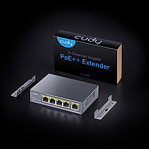Cudy 4 Channel Gigabit PoE Extender, 1000 Mbps, 1 PoE Input, 4 PoE Output, PoE Repeater, PoE+ Amplifier, PoE++ Booster, Wall Mounting, IEEE 802.3bt / 802.3at / 802.3af Compliance