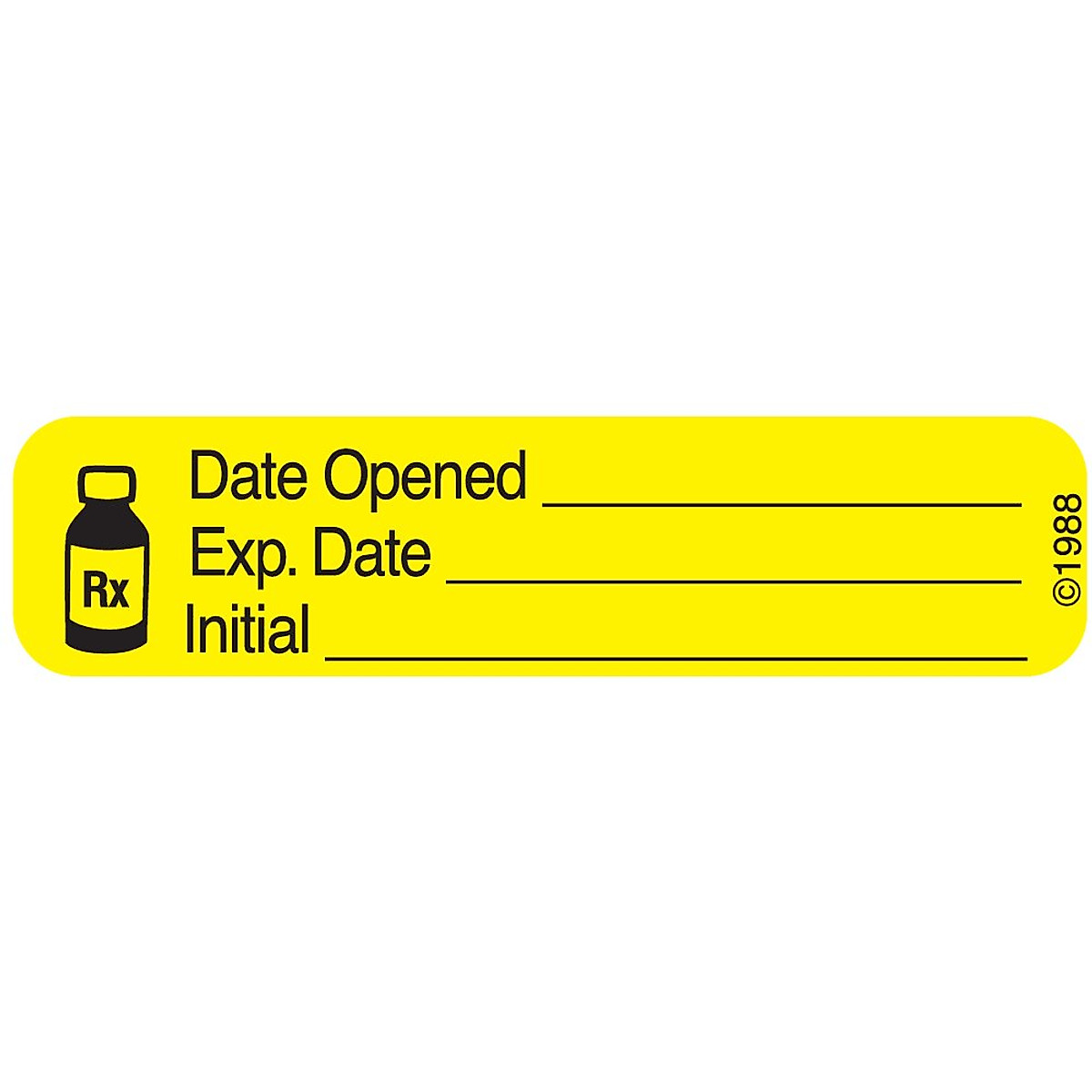 Pharmex 1-369 "Date Opened" Permanent Paper Label, 1 9/16" x 3/8", Yellow, Pack of 1000