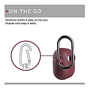 [U] by UAG Compatibile with AirPod Pro Case Soft Smooth Silicone Stylish Dot Pattern Protective Cover with Carabiner Keychain, Aubergine